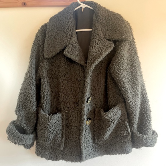 Free People | Jackets & Coats | Free People So Soft Teddy Coat Green ...